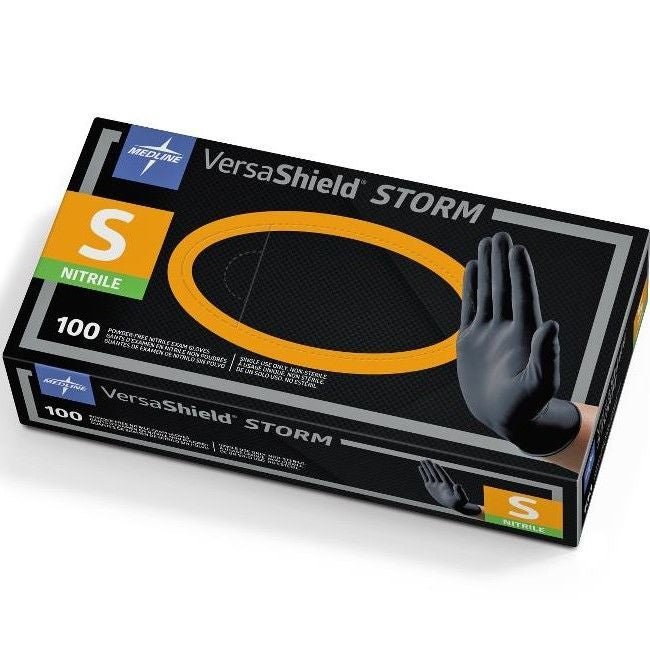 Medline VersaShield Storm Black Disposable Nitrile Gloves, Powder Free ...